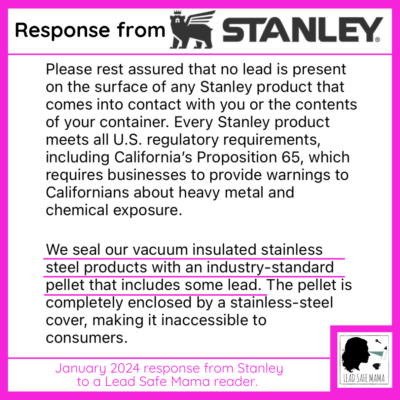Stanley confirms that "Stanley Cup" insulated Stainless Steel tumblers ...