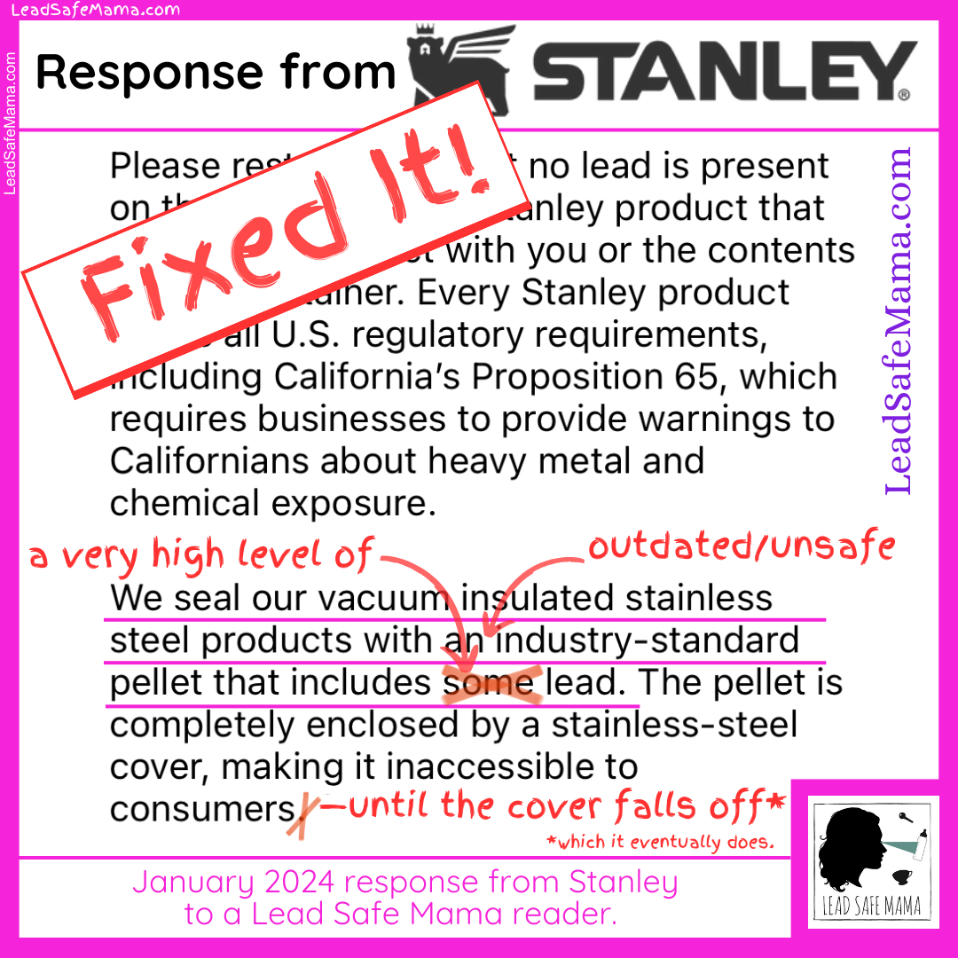 Stanley confirms that "Stanley Cup" insulated Stainless Steel tumblers ...