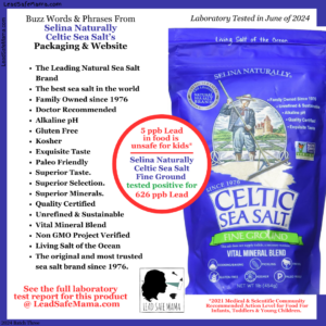 Selina Naturally Celtic Salt has extremely high levels of Lead and ...