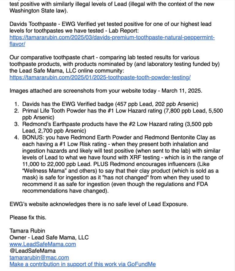 EWG continues to give Lead-contaminated products high-ratings in 2025 ...