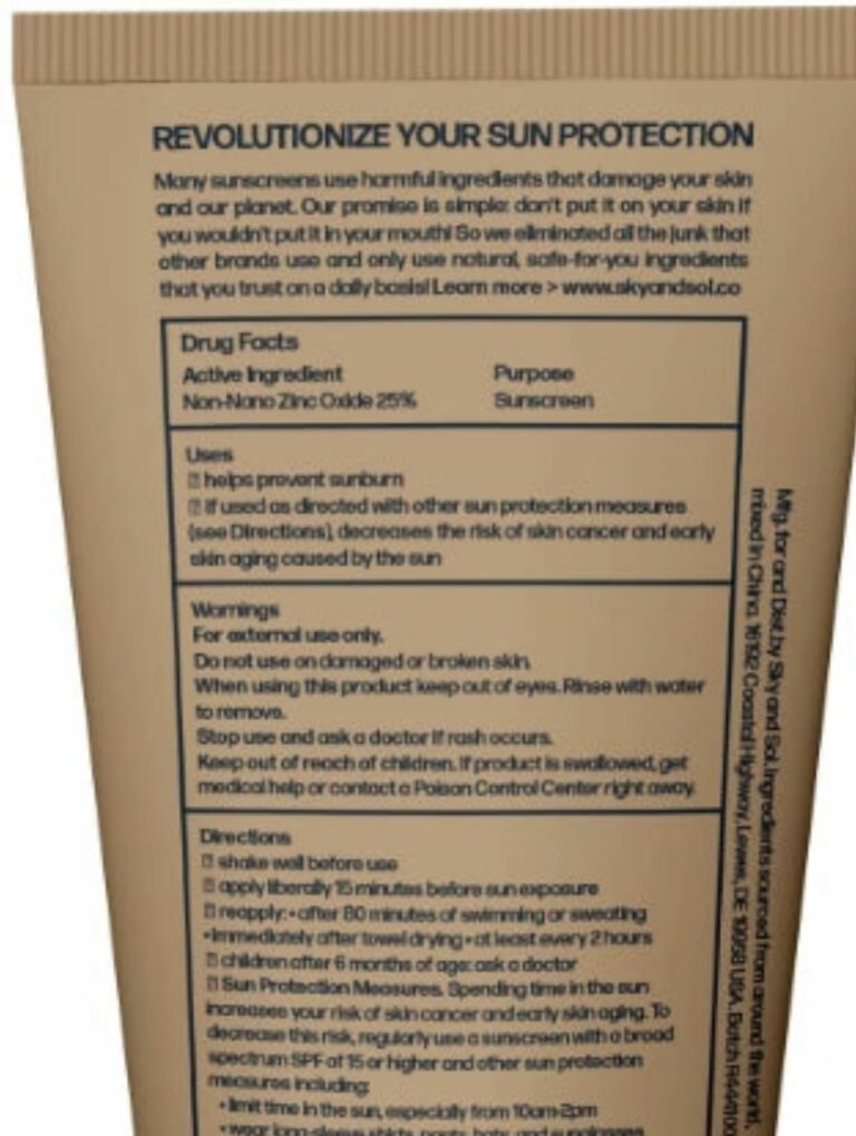 Sky & Sol Face & Body Sunscreen (SPF 50)— "Made with Edible Ingredients ...