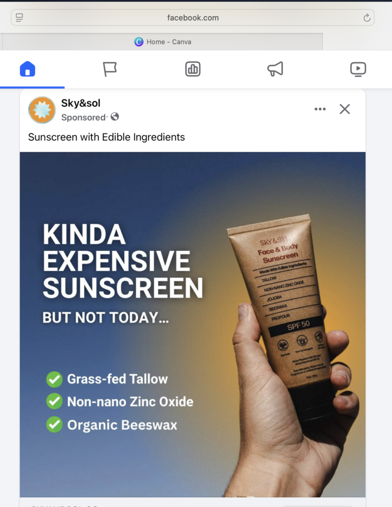 Sky & Sol Face & Body Sunscreen (SPF 50)— "Made with Edible Ingredients ...