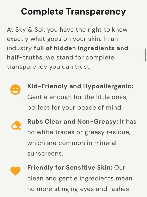 Sky & Sol Face & Body Sunscreen (SPF 50)— "Made with Edible Ingredients ...