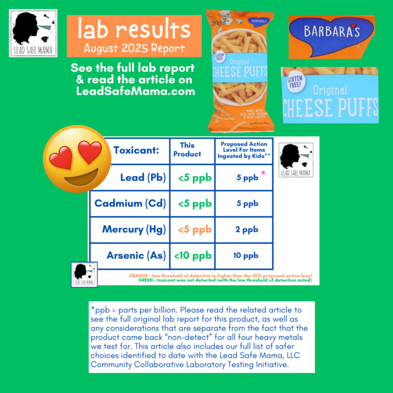 Testing Barbara's Gluten Free Original Cheese Puffs for Lead, Cadmium ...