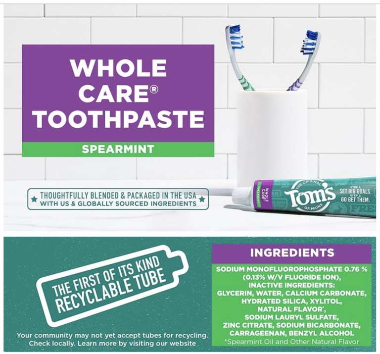Testing Tom's of Maine Natural Whole Care Toothpaste (with Fluoride, in ...